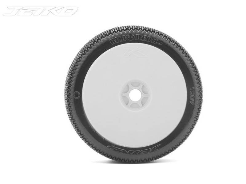 Jetko Red Devil Composite Soft 1:8 Buggy Pre-glued on White Rims (2 szt ...